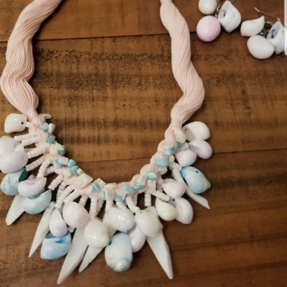 Jewelry | Vintage Seashell Thread Necklace Earrings Setha | Poshmark